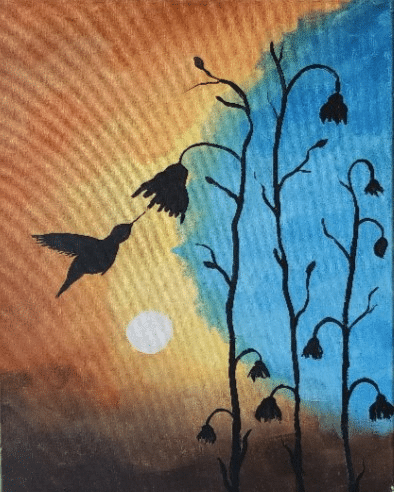Fly into this fun "Humming Bird at dusk" paint and sip painting ...